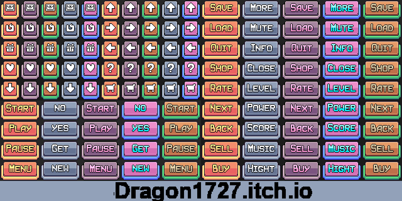 Pixel GUI and Buttons pack 2 | OpenGameArt.org